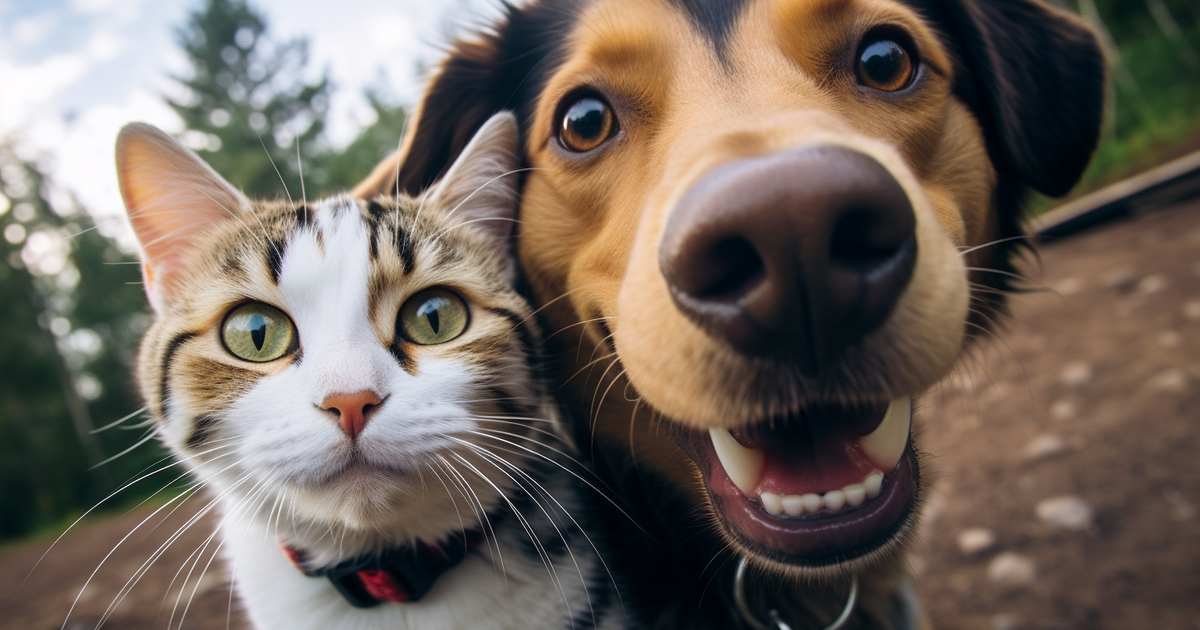 How many dogs could you bribe to take a selfie with a cat?